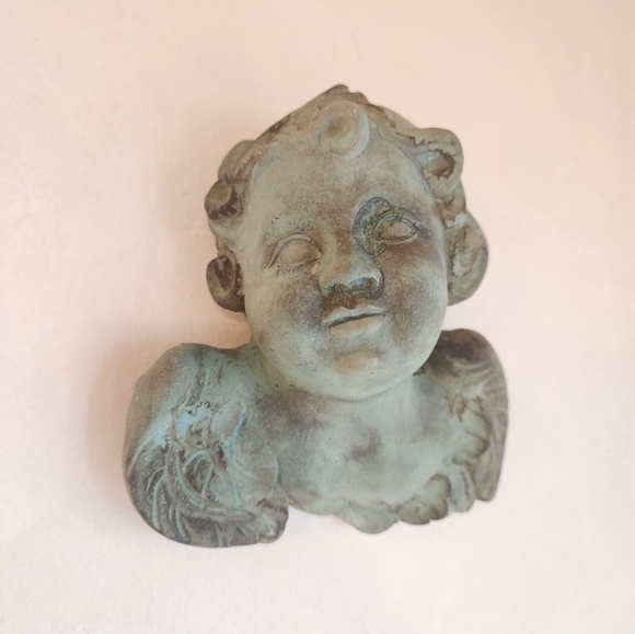 handmade | Accents | Vintage Cherub Angel Figure 3d Wall Decor Metallic ...